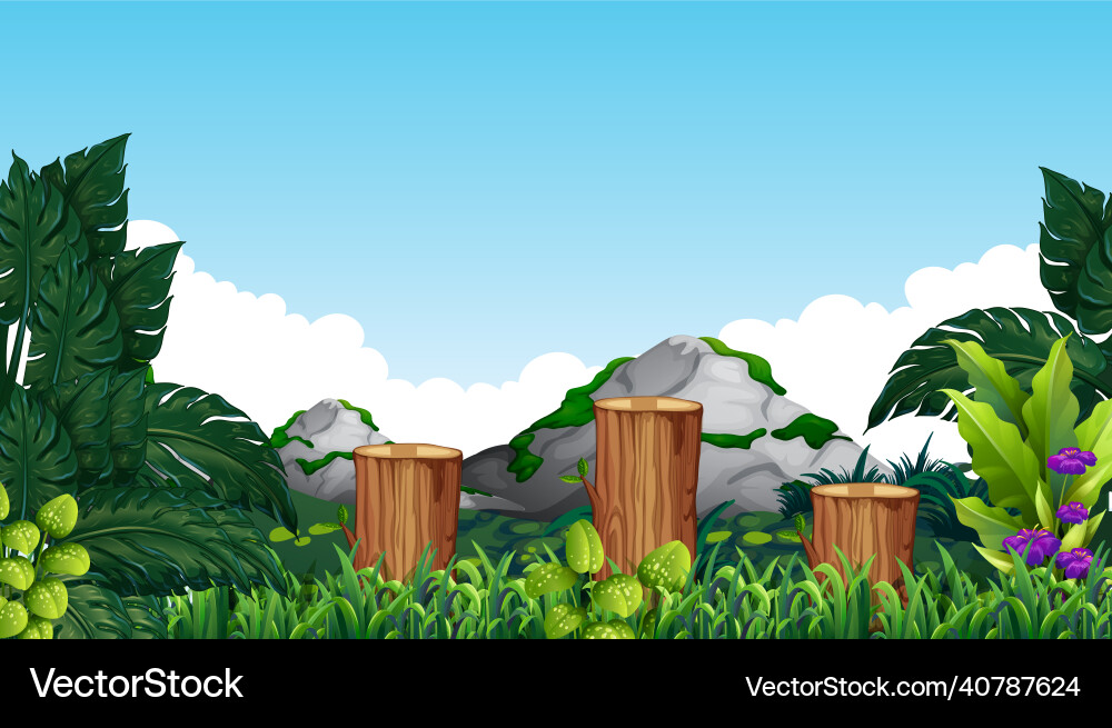 Nature garden scene background Royalty Free Vector Image