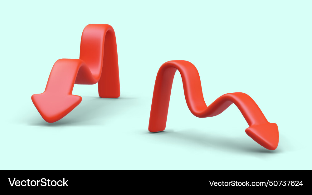 Realistic 3d red arrows on blue background Vector Image