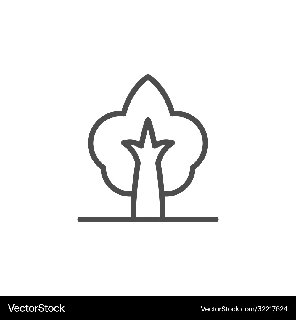 Tree line outline icon and plant sign Royalty Free Vector