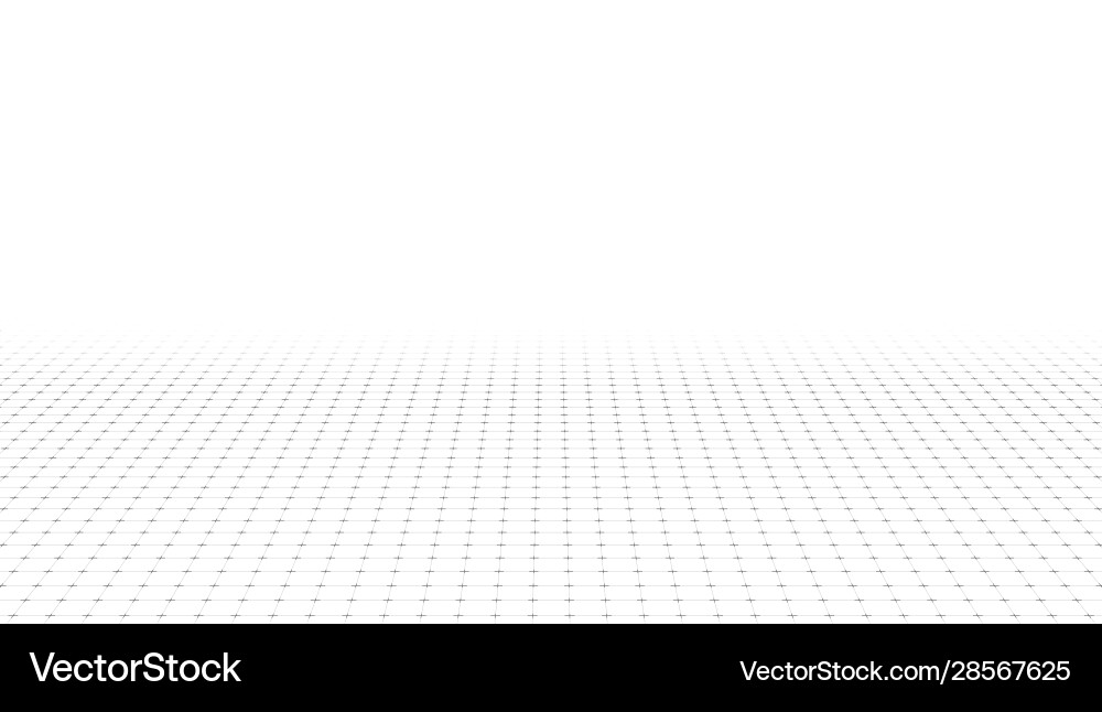 3d curved perspective grid background on white Vector Image