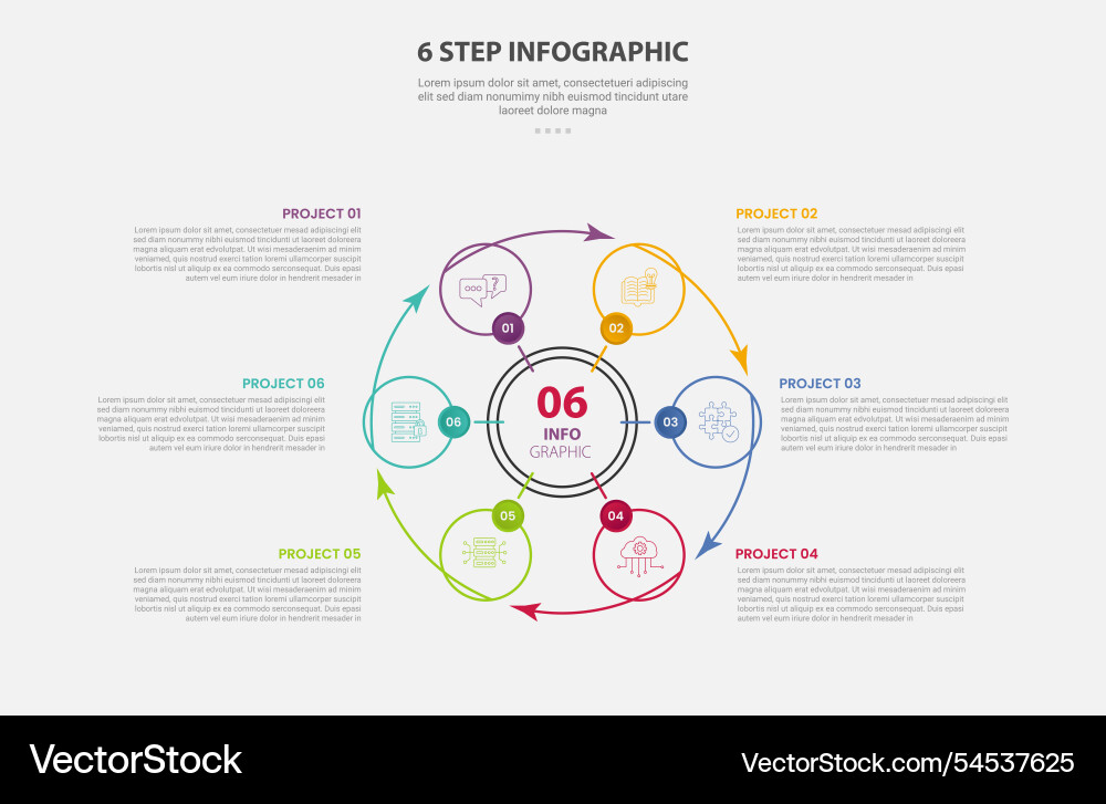 6 points template infographic outline style Vector Image