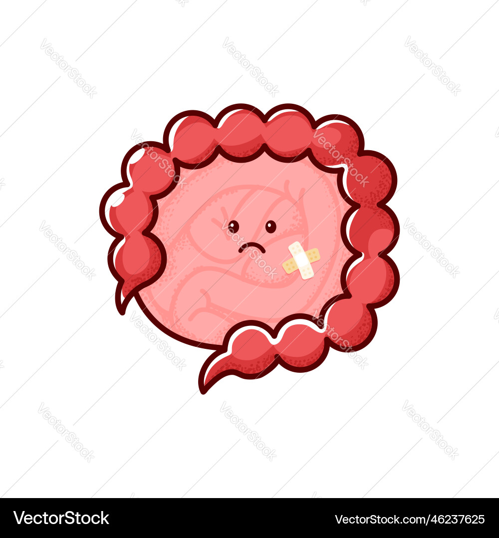 Cartoon sick intestines character with colon guts Vector Image
