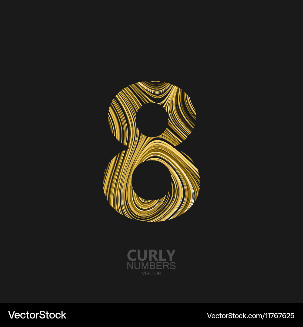 Golden number 8 Royalty Free Vector Image - VectorStock