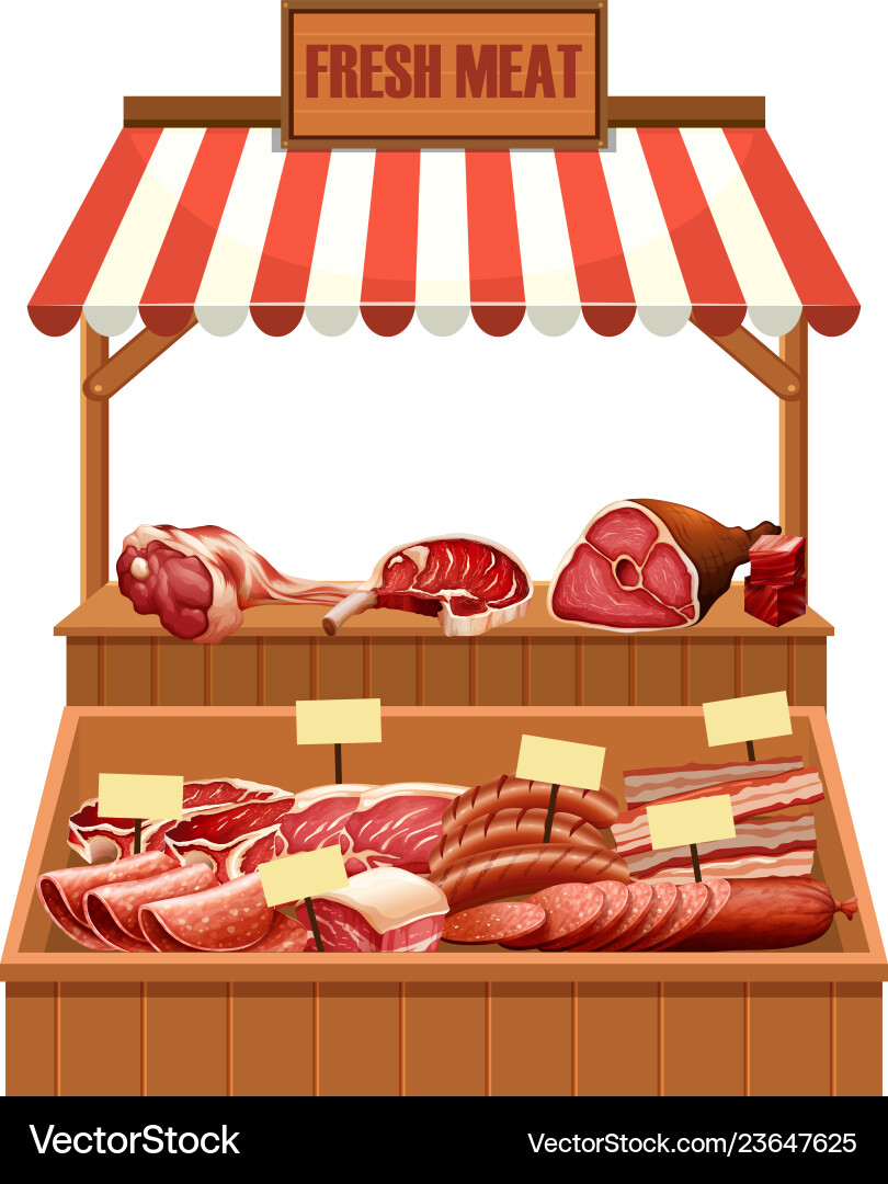 Isolated fresh meat stall Royalty Free Vector Image