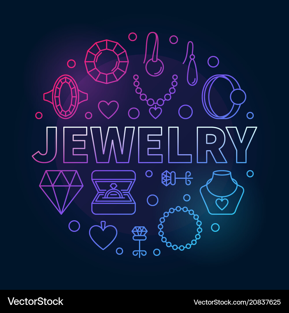 Jewelry round colored outline creative Royalty Free Vector