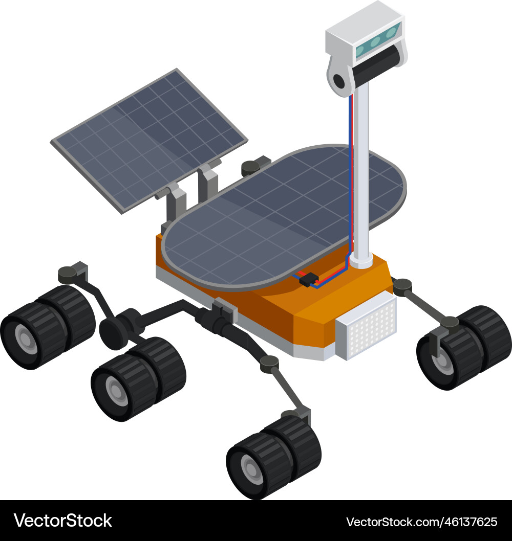 Mars crawler isometric composition Royalty Free Vector Image