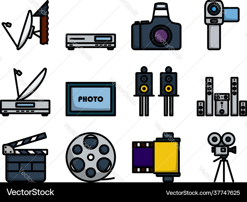 Multimedia icon set Royalty Free Vector Image - VectorStock