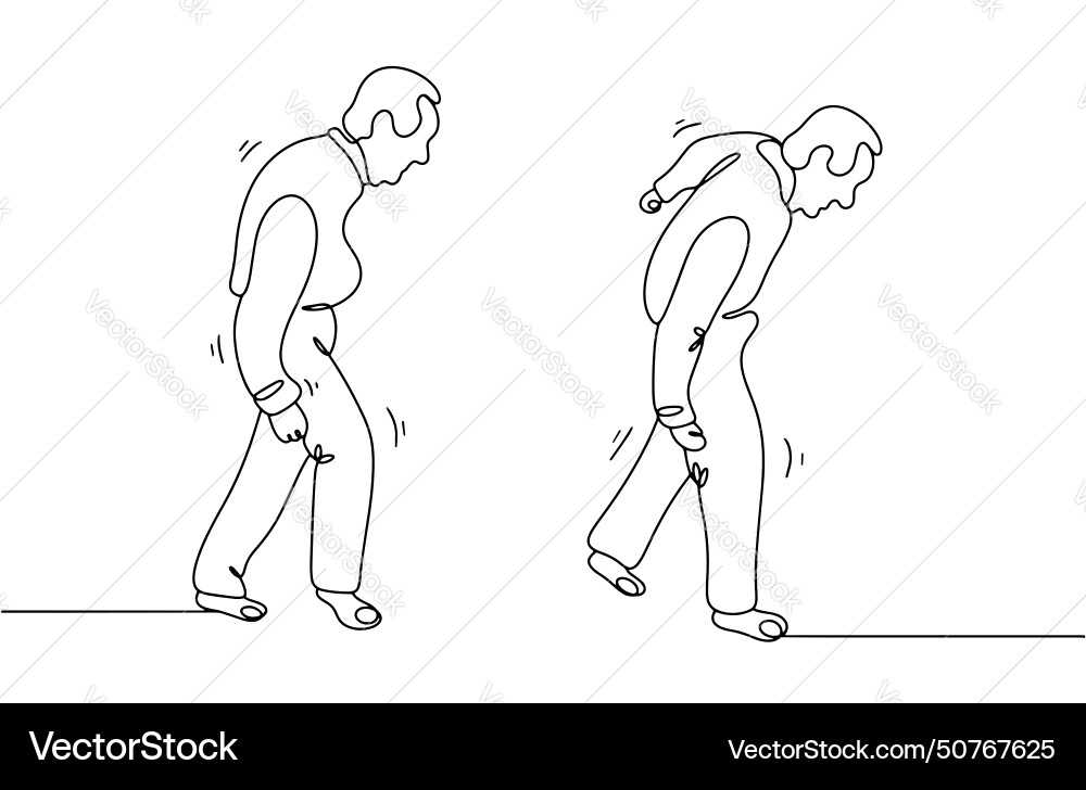 Old man with poor coordination Royalty Free Vector Image