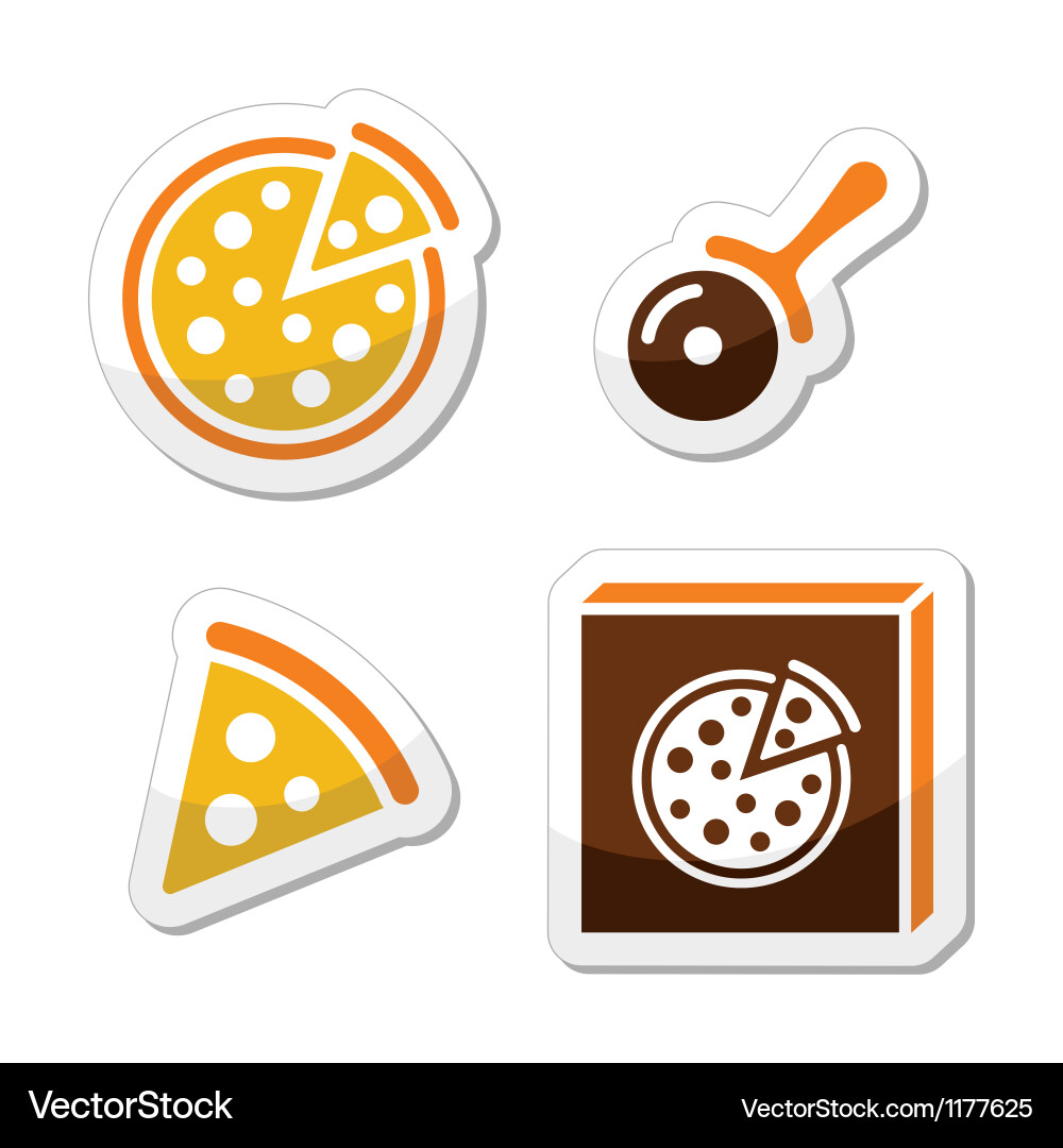Pizza icons set isolated on white Royalty Free Vector Image