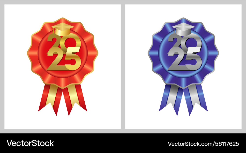 Red blue silver gold rosette awarded2025 Vector Image