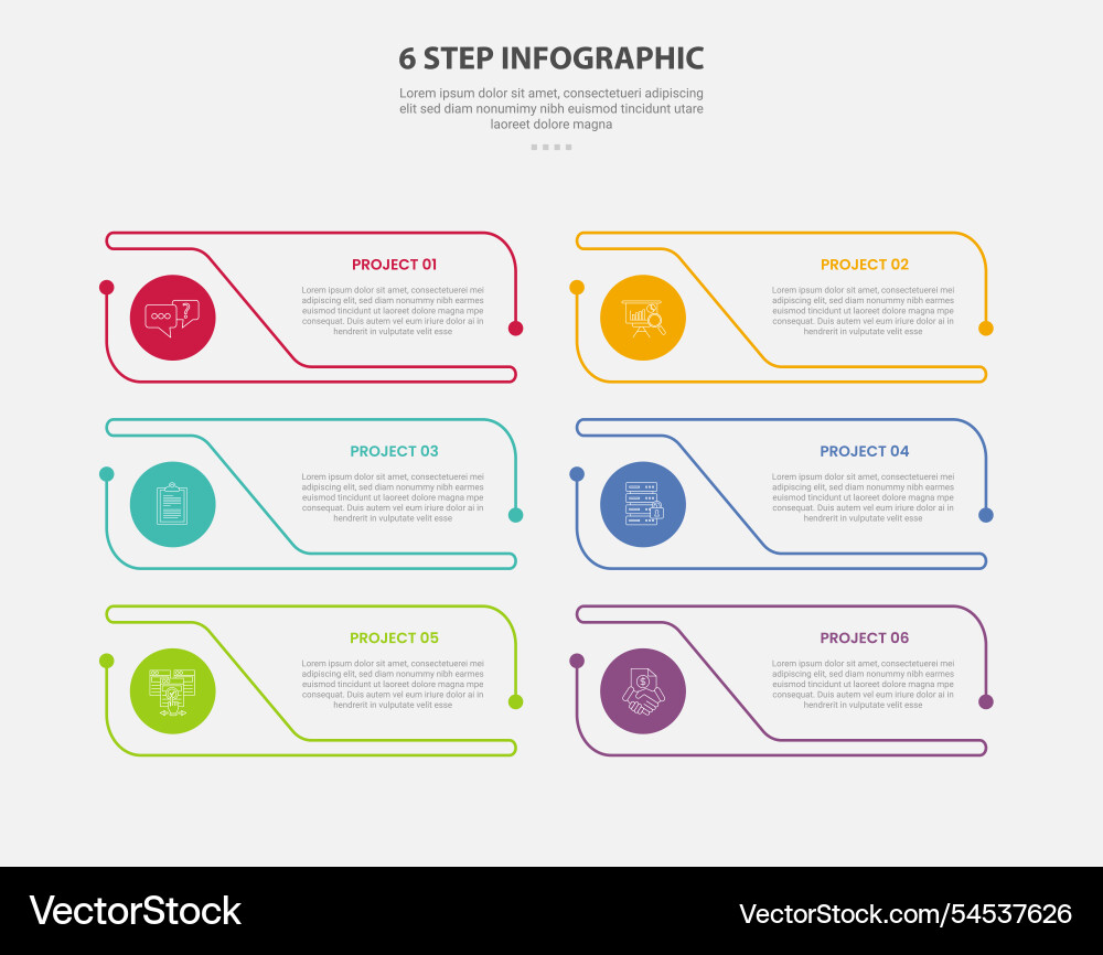 6 points template infographic outline style Vector Image