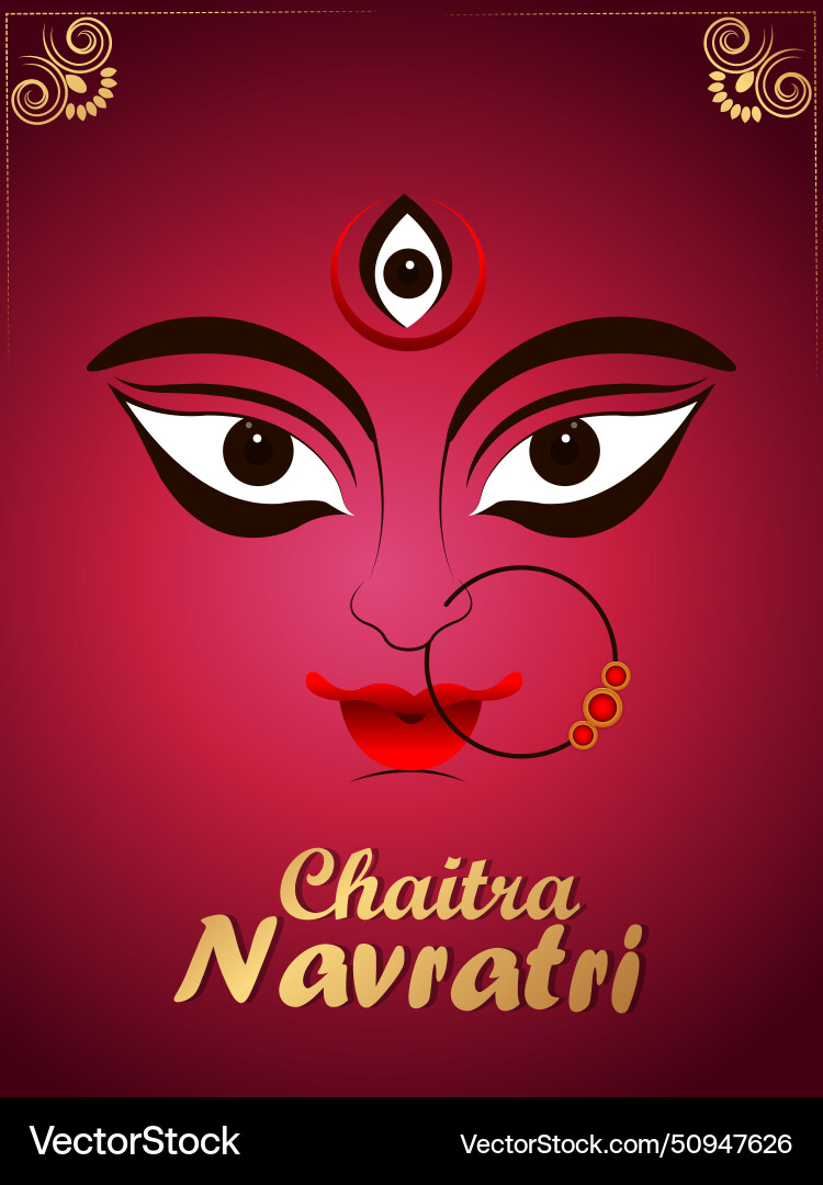 Chaitra navratri celebration flyer with creative Vector Image