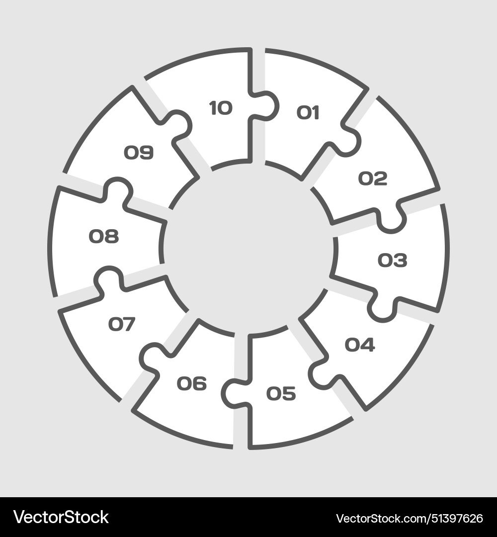 Diagram infographic for 10 steps circle puzzle Vector Image