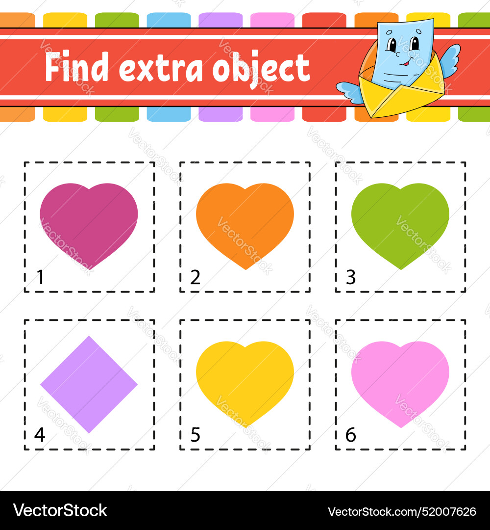 Find extra object educational activity worksheet Vector Image