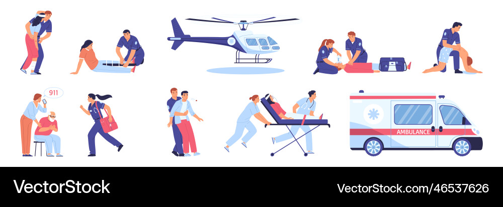 First aid emergency set Royalty Free Vector Image
