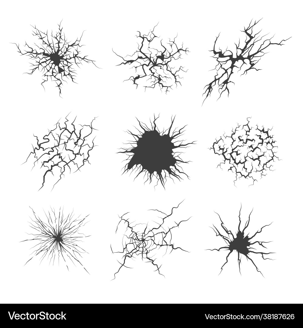 Fissure black cracked holes Royalty Free Vector Image