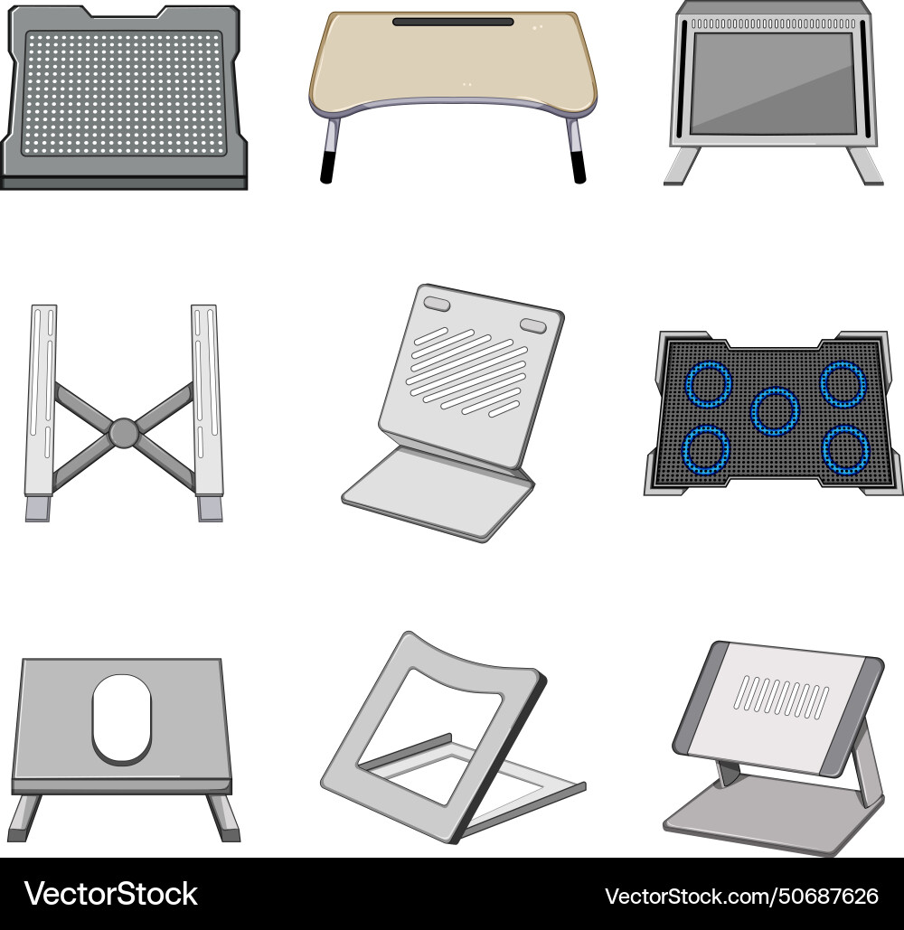 Laptop stand set cartoon Royalty Free Vector Image