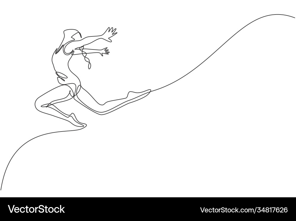 One single line drawing young beauty gymnast Vector Image