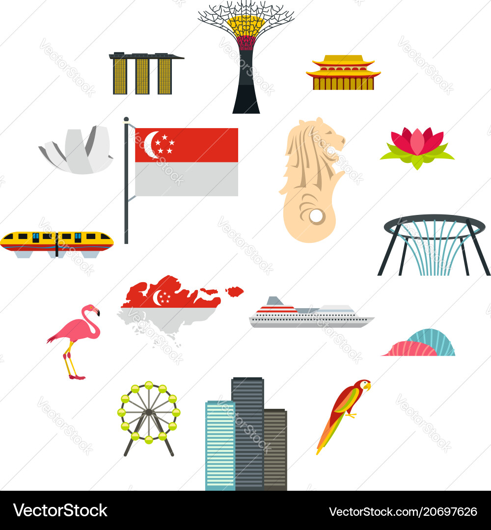 Singapore Icons - Modern Cityscape Royalty Free Vector Image