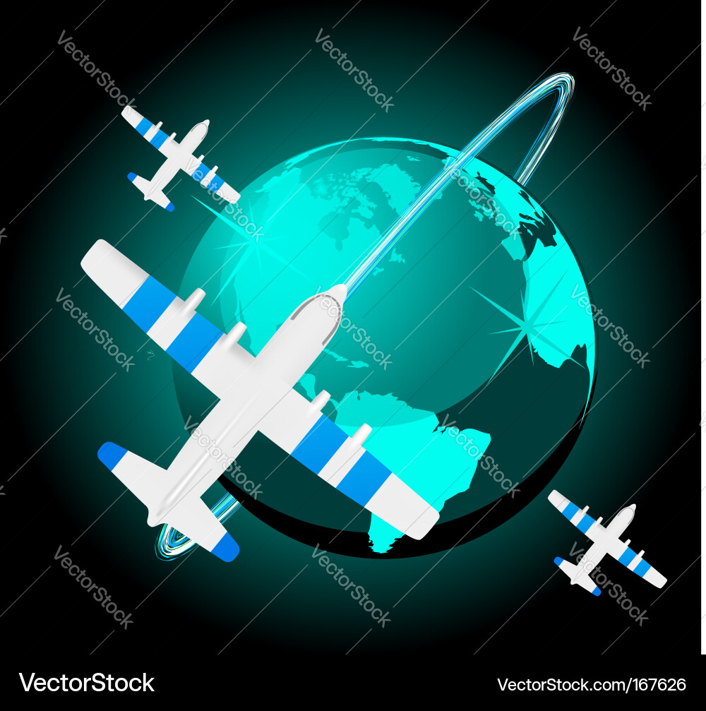 Travel plane on map Royalty Free Vector Image - VectorStock