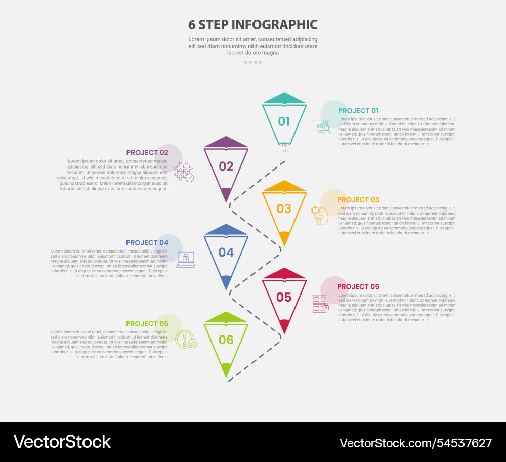 6 points template infographic outline style Vector Image