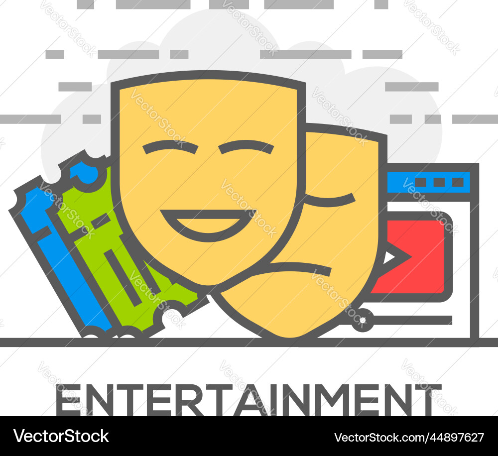 Entertainment flat line concept Royalty Free Vector Image