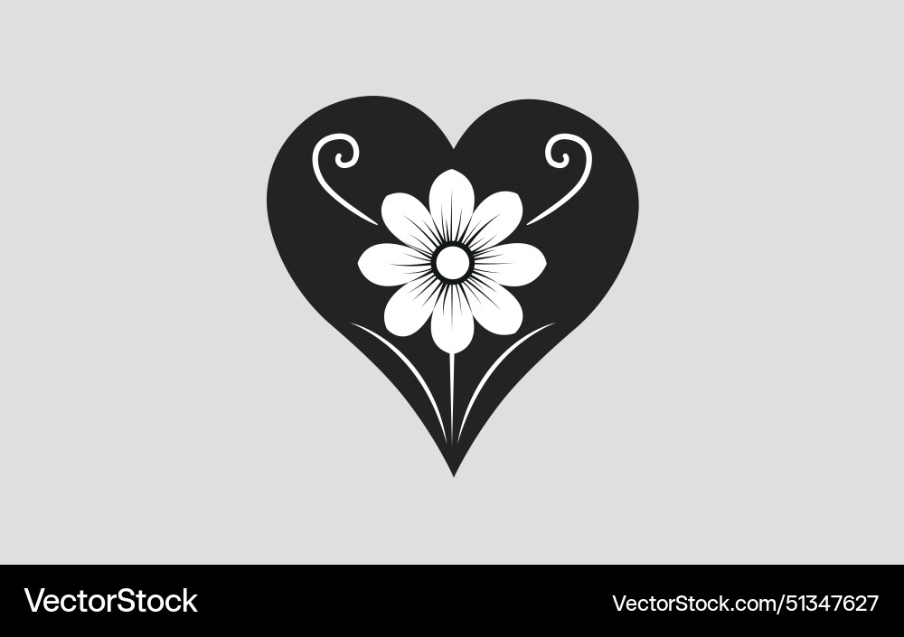 Floral heart outline art Royalty Free Vector Image