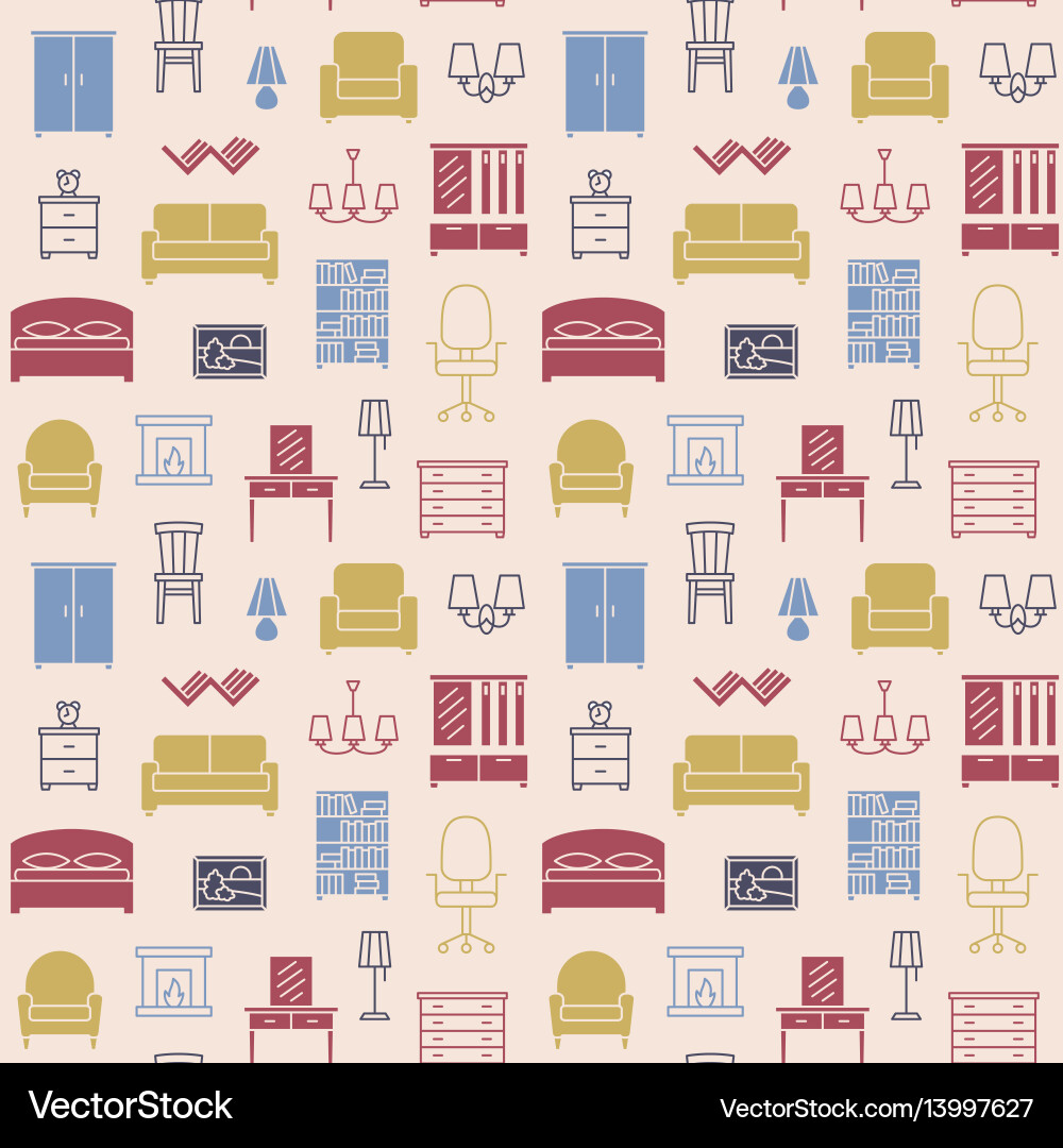 Furniture seamless pattern background Royalty Free Vector