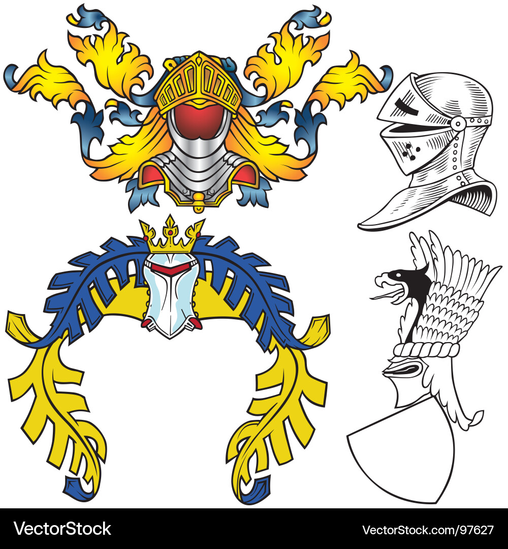 Heraldic helmets Royalty Free Vector Image - VectorStock