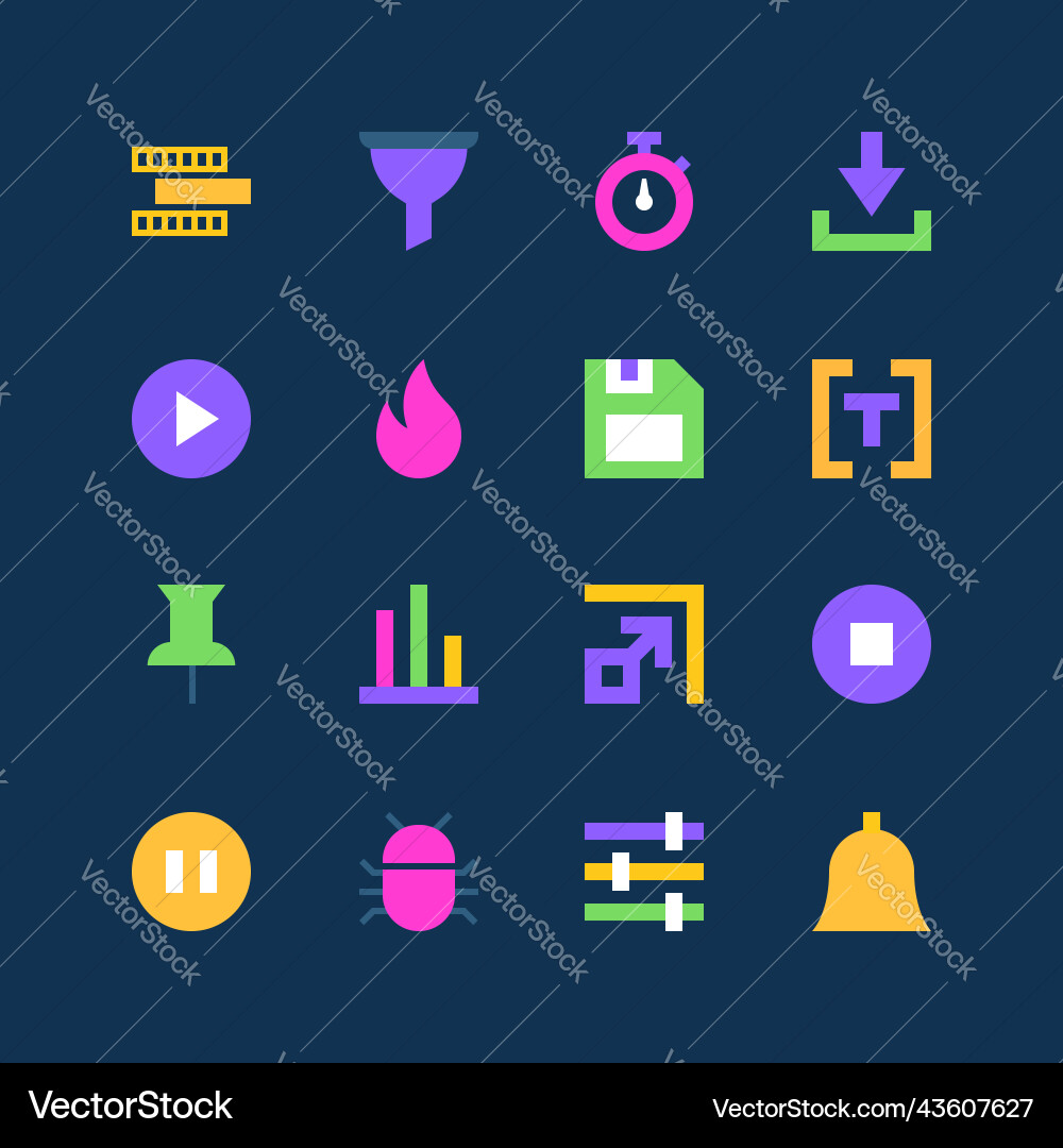 Information and data - set of flat design neon Vector Image