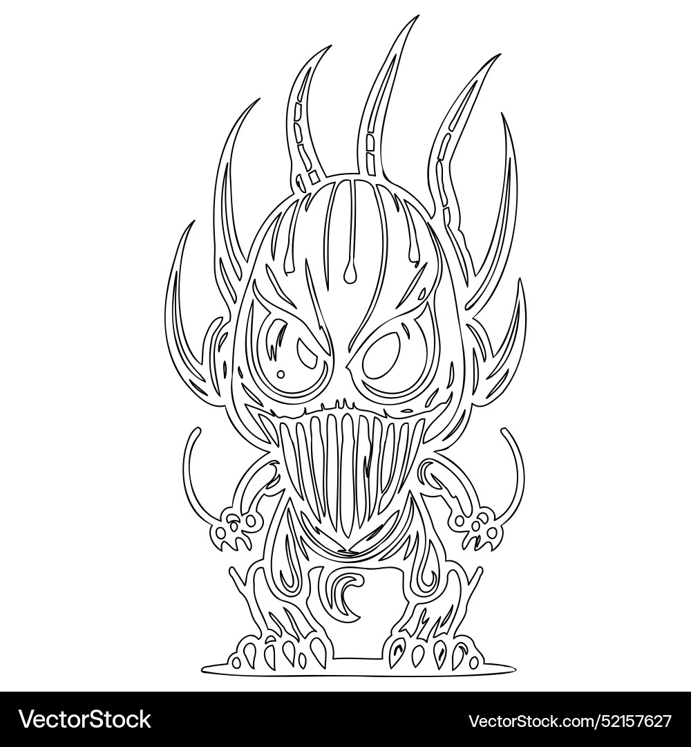 Monster alien outline sketch Royalty Free Vector Image