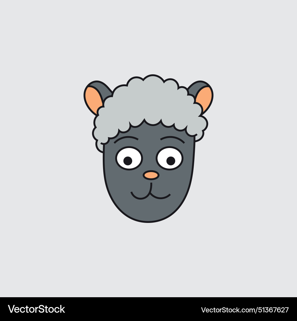 Sheep head from front cartoon style Royalty Free Vector