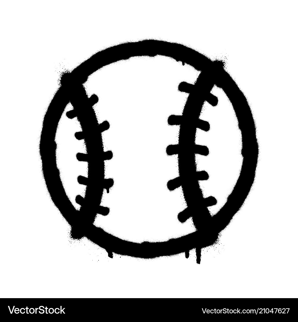 Sprayed baseball icon graffiti overspray in black Vector Image