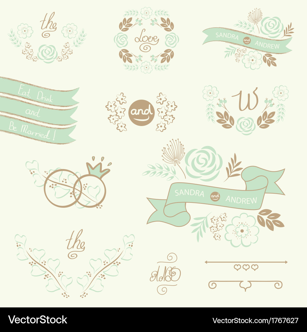 Wedding elements Royalty Free Vector Image - VectorStock