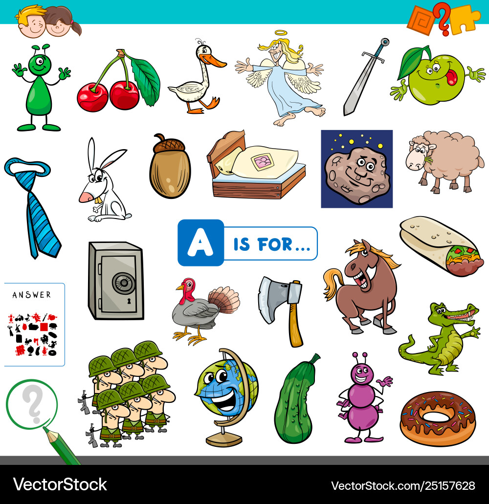 A is for educational task kids Royalty Free Vector Image