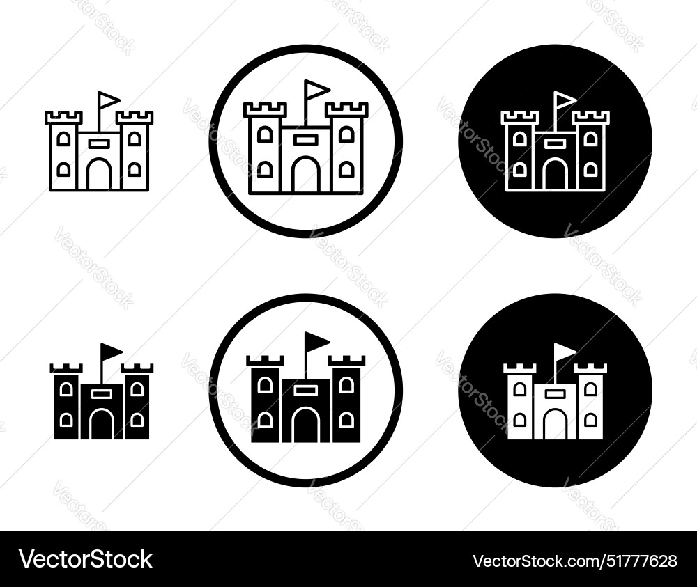 Castle line icon set Royalty Free Vector Image