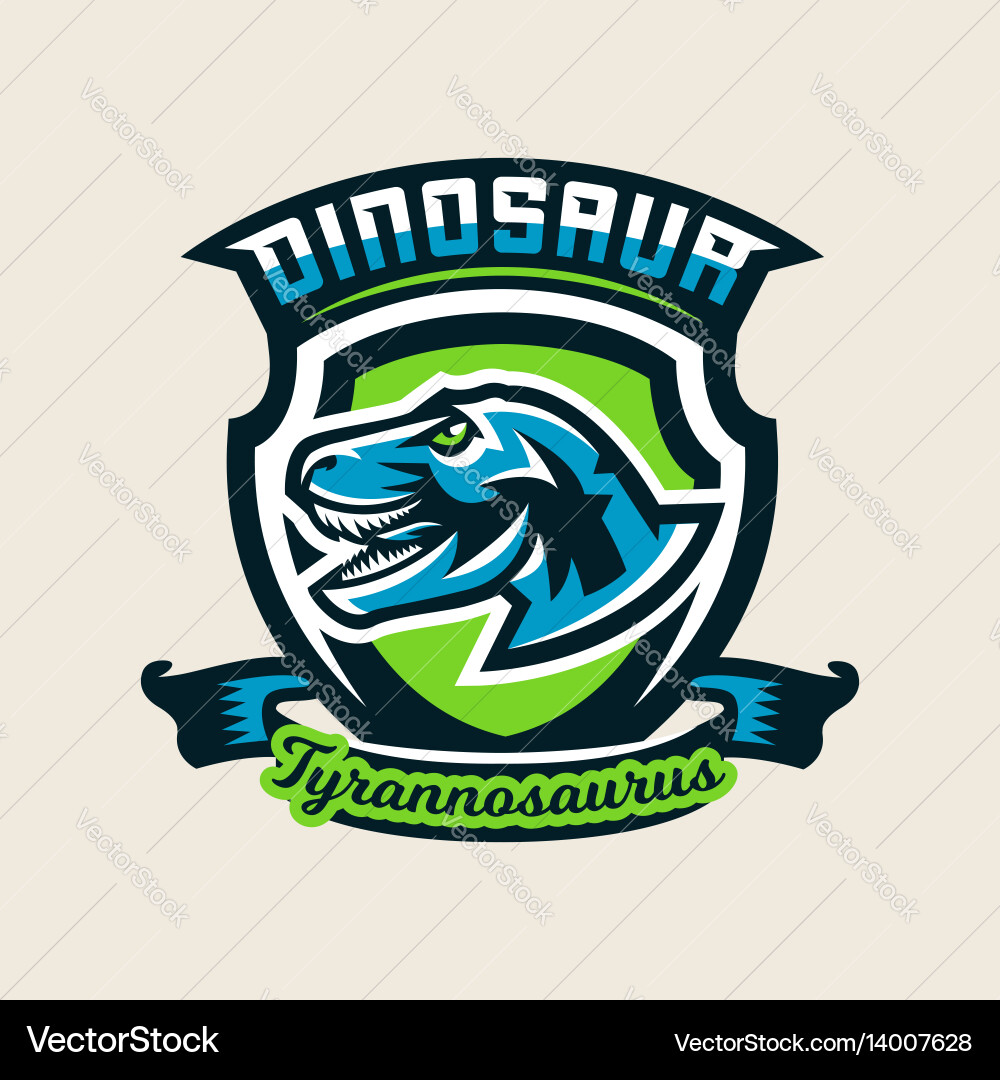 Colourful emblem logo label the dinosaur Vector Image