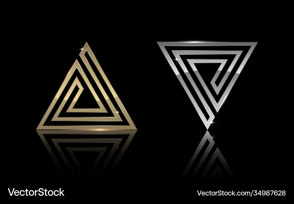 Gold and silver triangle 11 Royalty Free Vector Image