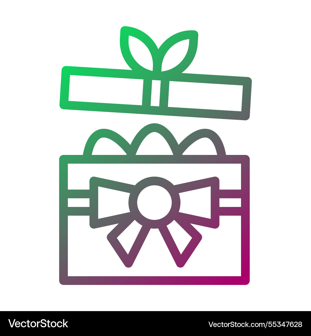 Gradient gift box outline icon Royalty Free Vector Image