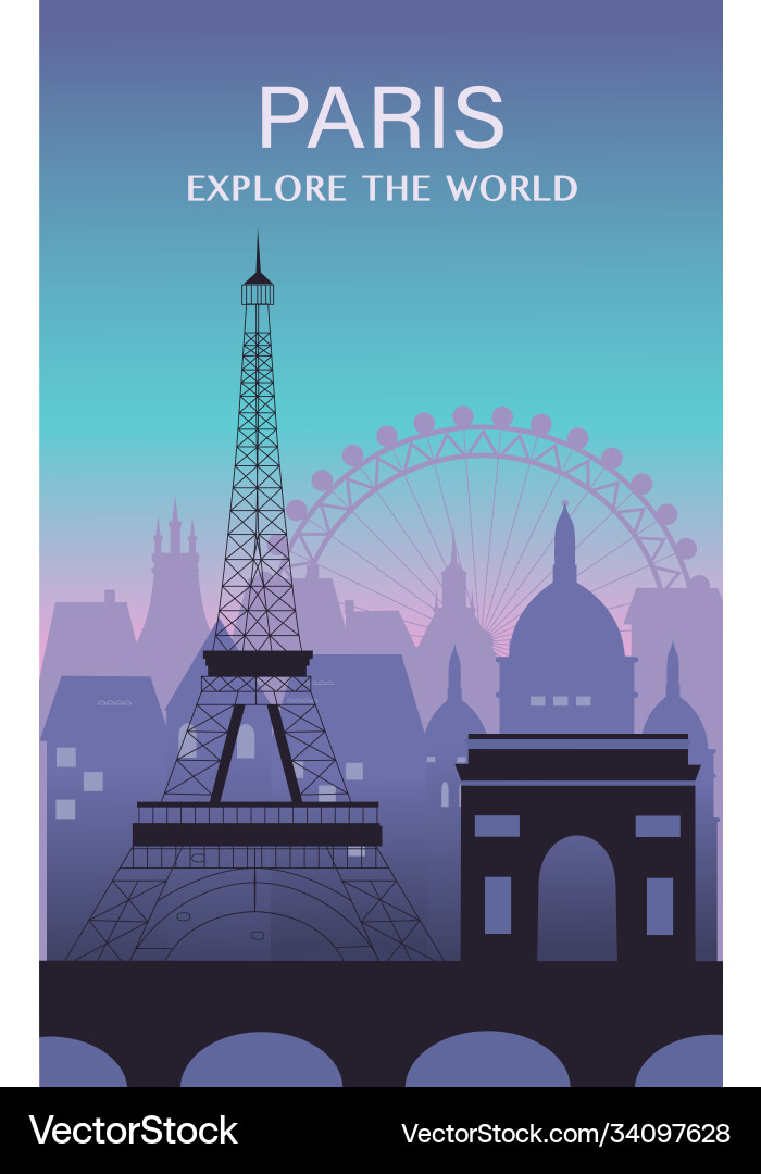 Paris city travel background Royalty Free Vector Image