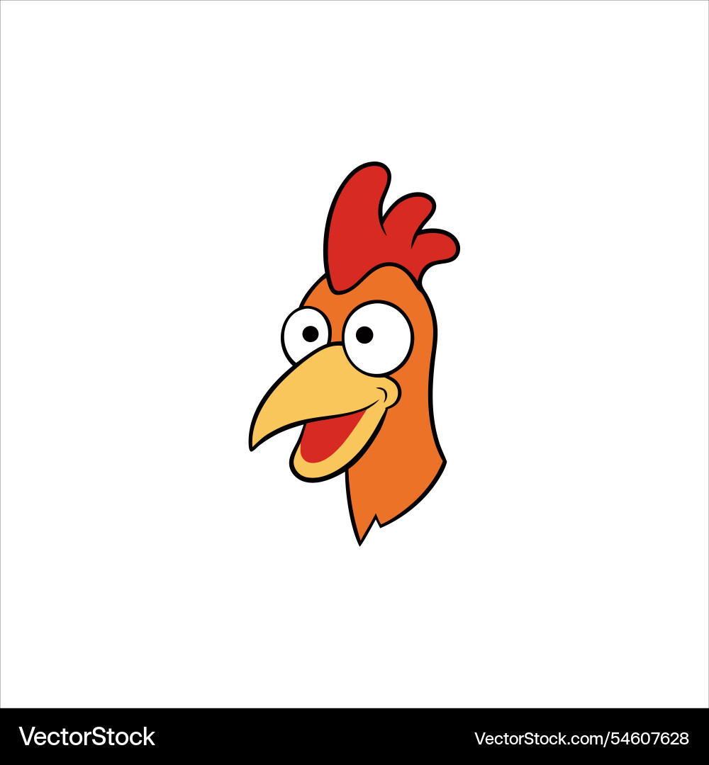Playful funky chicken head cartoon Royalty Free Vector Image