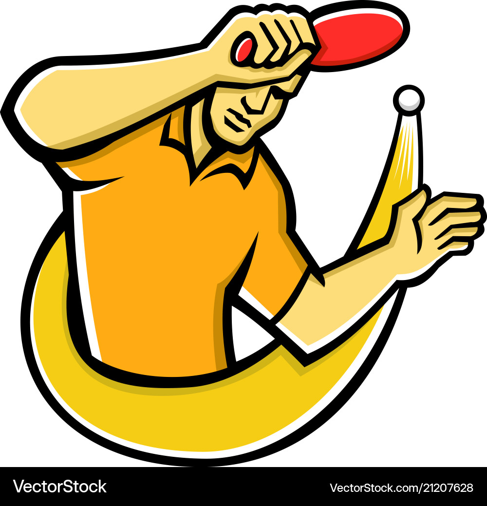 Table tennis player smash ball mascot Royalty Free Vector