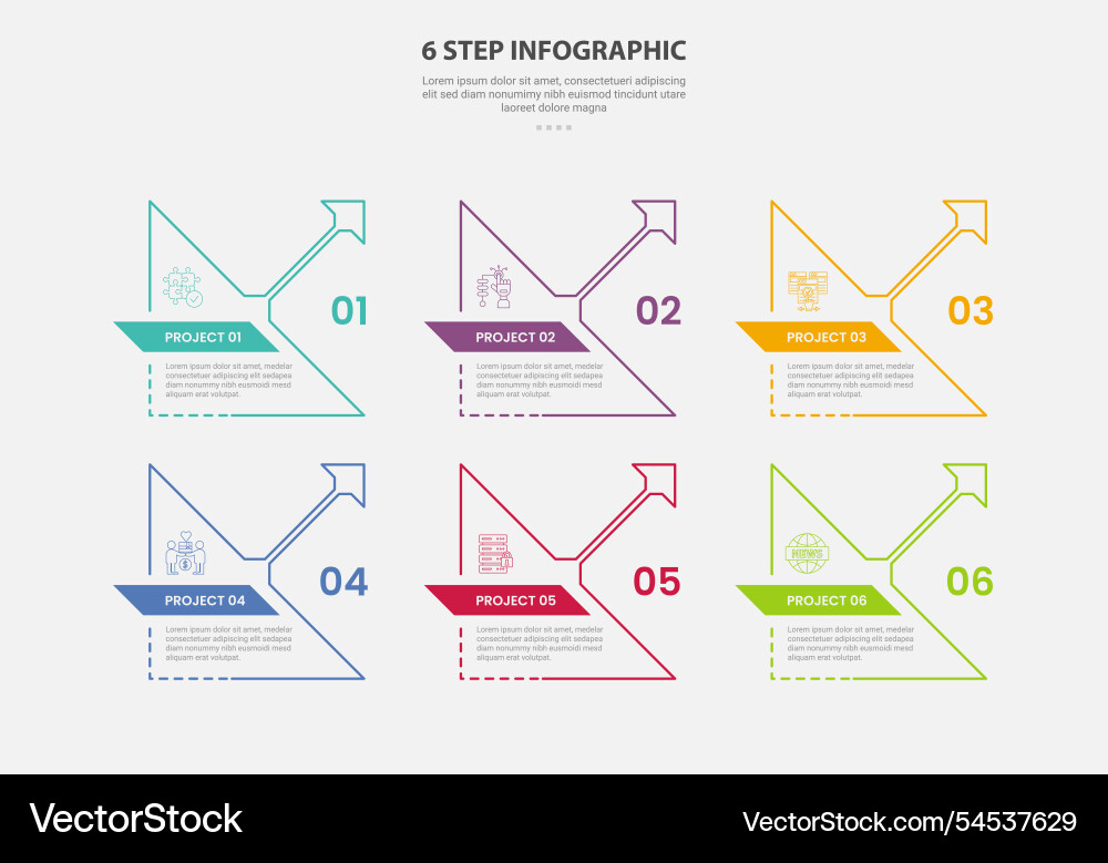 6 points template infographic outline style Vector Image