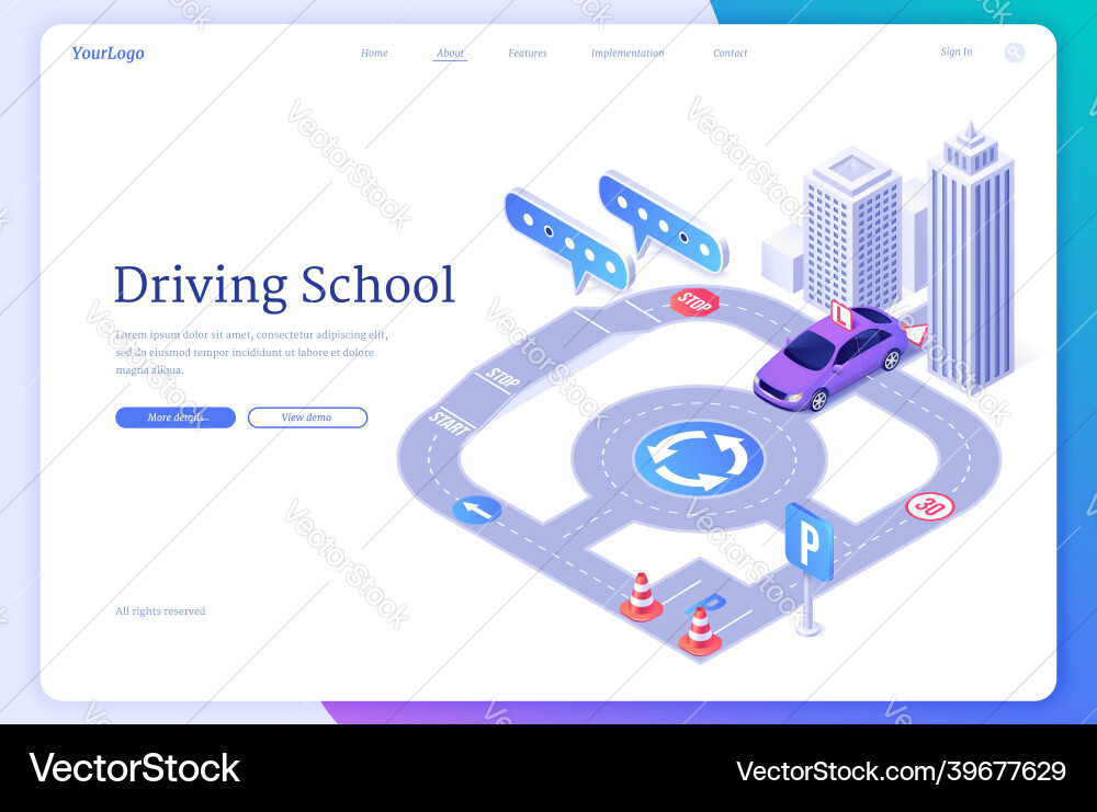 Isometric Driving School Exam Royalty Free Vector Image