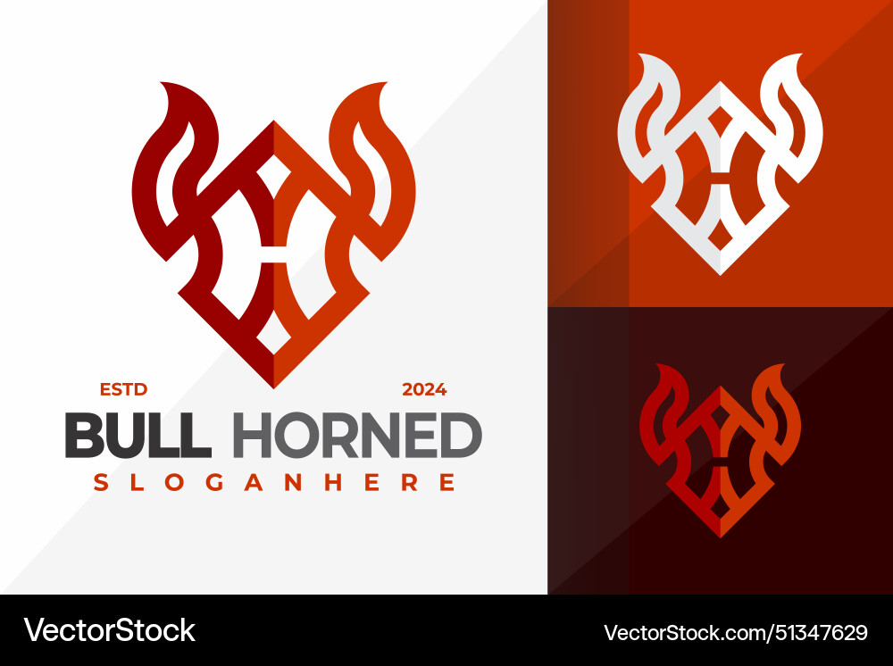 Letter h bull logo design symbol icon Royalty Free Vector