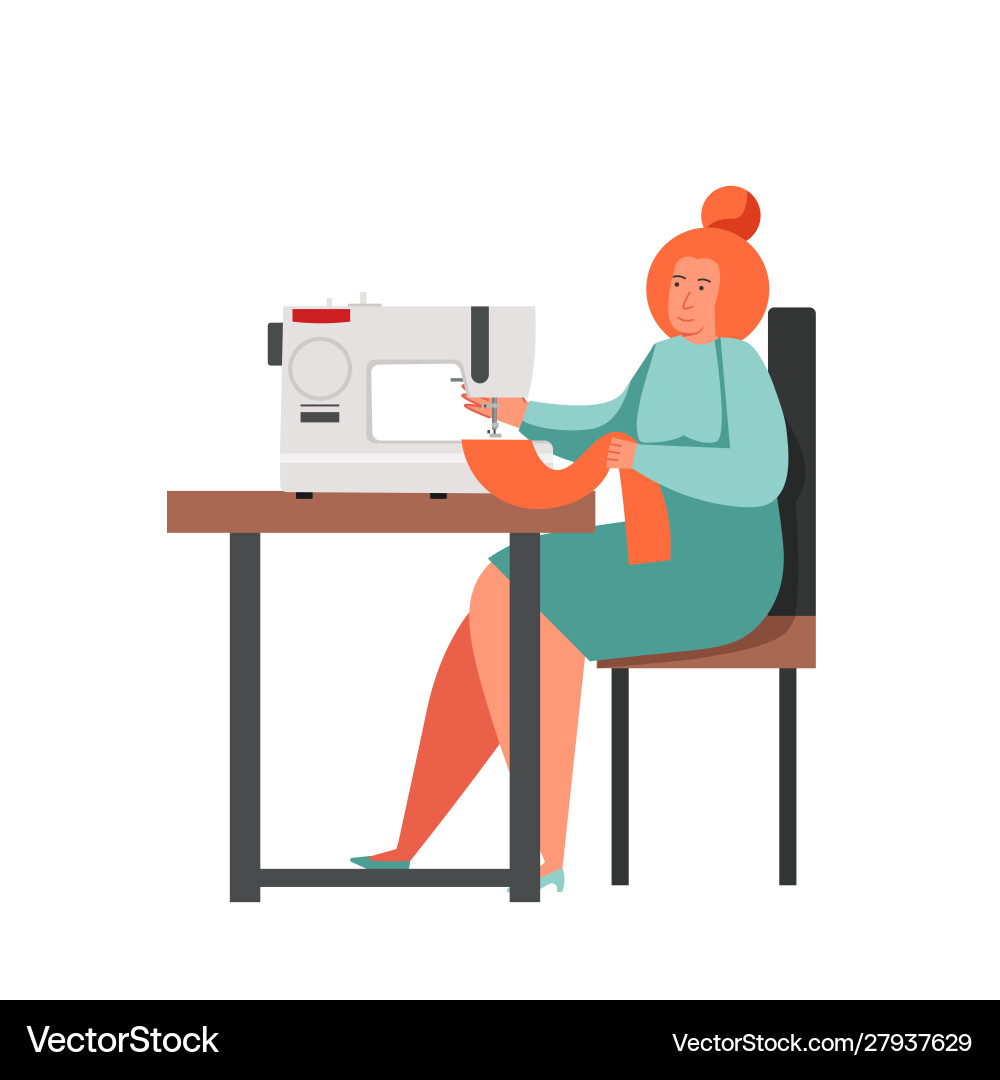 Sewing business people flat isolated Royalty Free Vector
