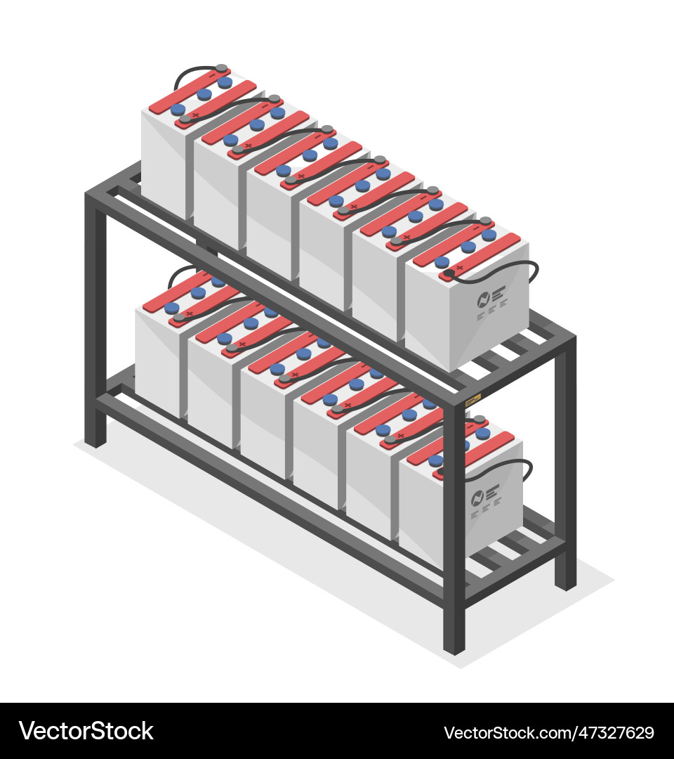Solar cell system storage battery set Royalty Free Vector