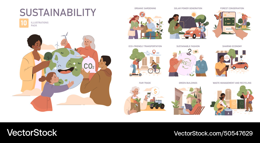 Sustainability set Royalty Free Vector Image - VectorStock