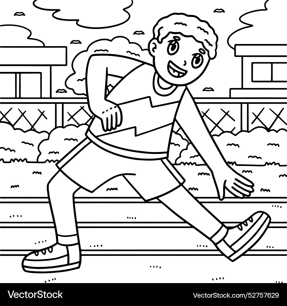 Track and field athlete stretching coloring page Vector Image