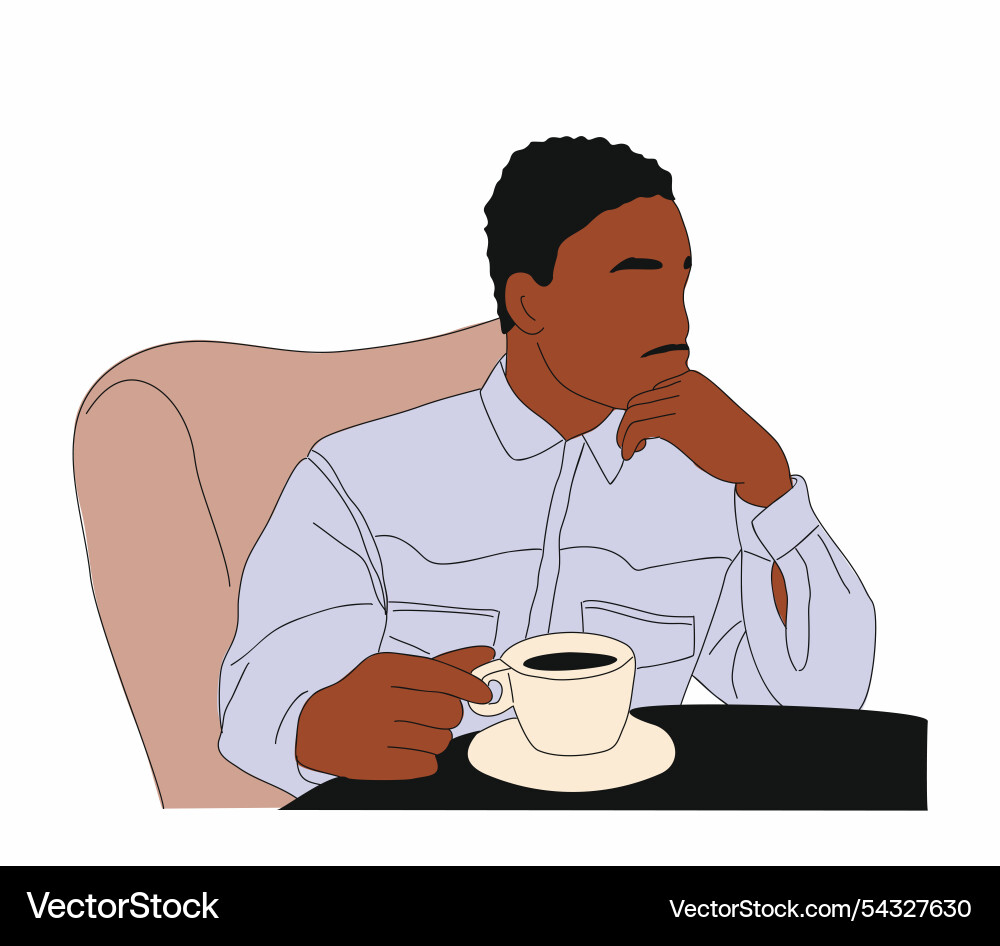 Black business man drinking coffee tea Royalty Free Vector
